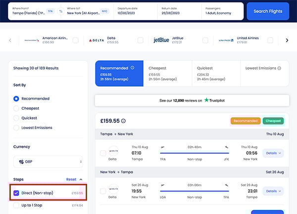 Search & Book Direct Flights from Tampa | 600 + Airlines