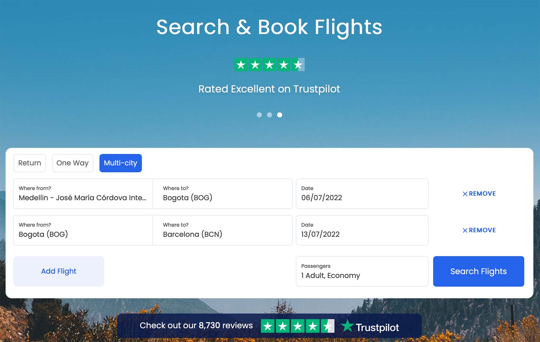 Search & Book Avianca Multi City Flights