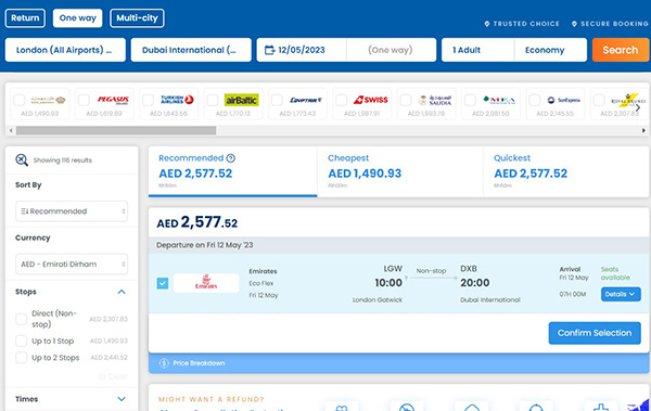 Search & Buy Flights with a Credit Card